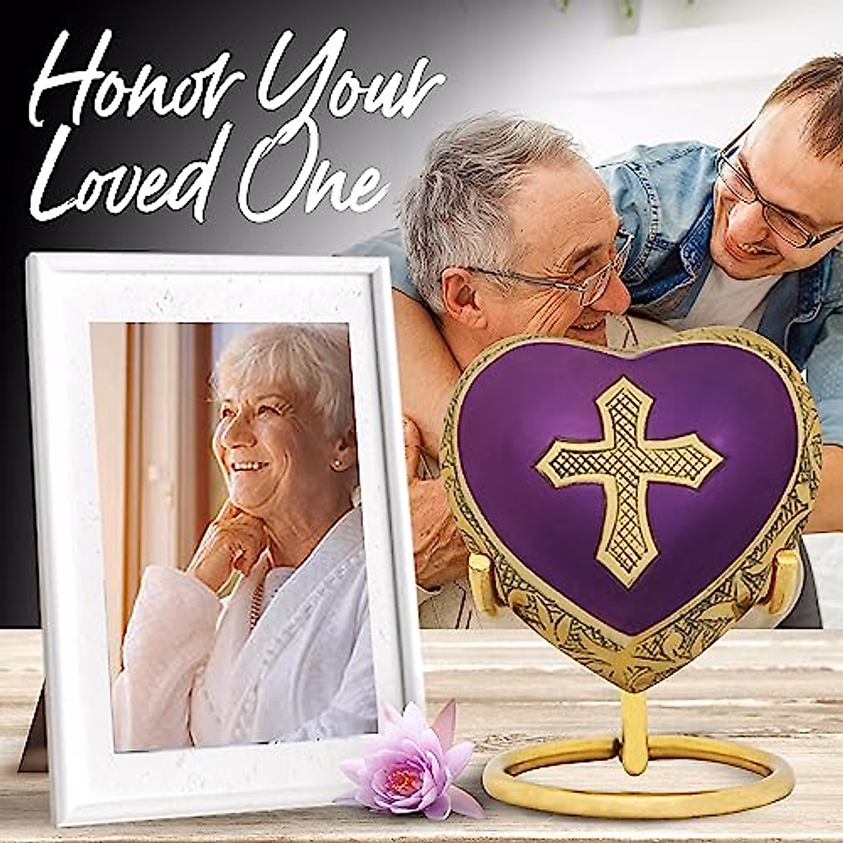 Purple Heart Urn Keepsake - Small Heart Cremation Urn with Stand & Box - Purple Urn - Small Urn for Human Ashes - Honor Your Loved One with Heart shaped Urn Keepsake - Perfect Mini Urn for Men & Women