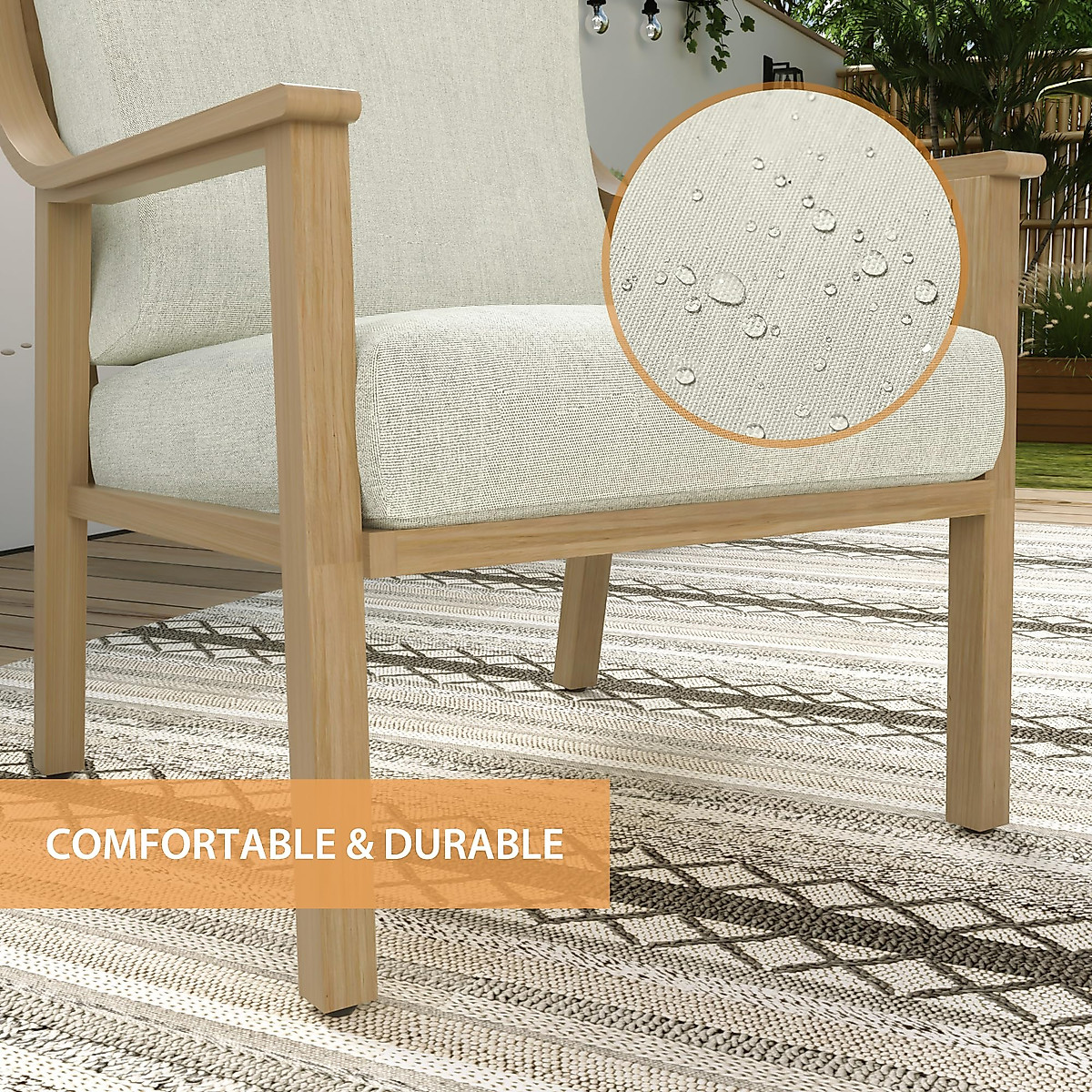 HAPPATIO 4-Piece Patio Furniture Set - Outdoor Aluminum Patio Conversation Set Includes 1 Loveseat, 2 Armchairs, and 1 Coffee Table, Perfect for Porch, Deck, Garden, (Beige)