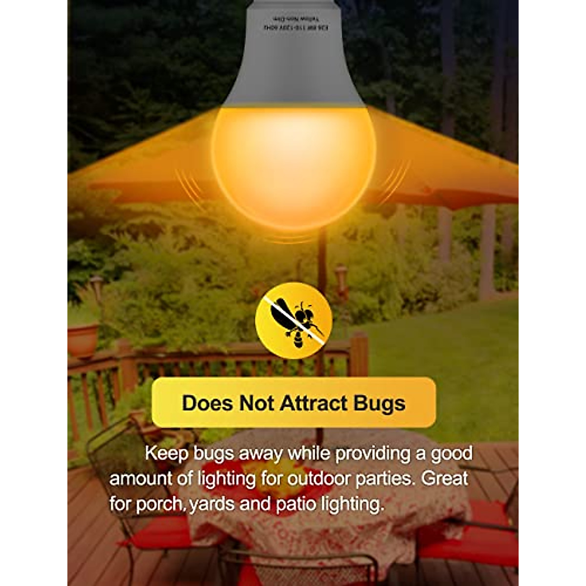 Yellow LED Light Bulbs [ 4 Pack ], A19 Bug Light Bulb Outside, 2000K Dimmable E26 Bug Lights 10W(60W Equivalent) Non-Attracting, Yellow for Porch Lights for Home, Halloween Decorative Illumination