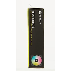 Corsair iCUE AF120 RGB Elite 120mm PWM Fan - Eight RGB LEDs - AirGuide Technology - Fluid Dynamic Bearing - Zero RPM Fan Mode - CORSAIR iCUE Software Compatible - Black For Desktop