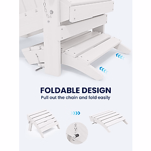 KINGYES Folding Adirondack Ottoman for Adirondack Chair, White