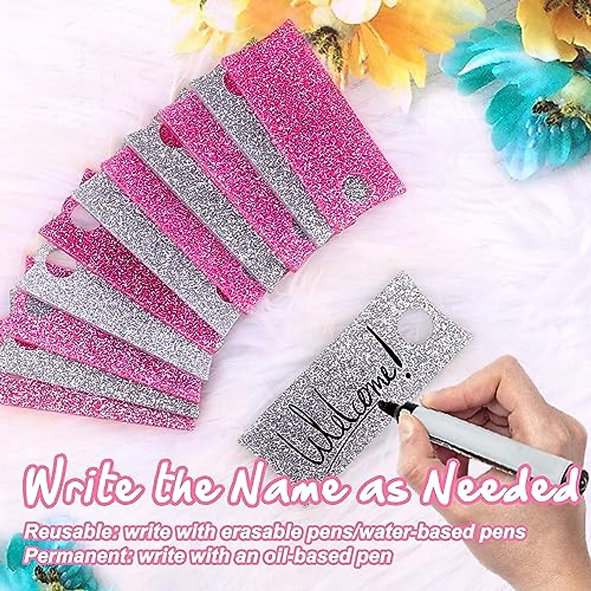 AIERSA Name Plate or Stanley Cup Lid 40oz Tumbler with Handle, 6pcs Pink, 6Pcs Silver