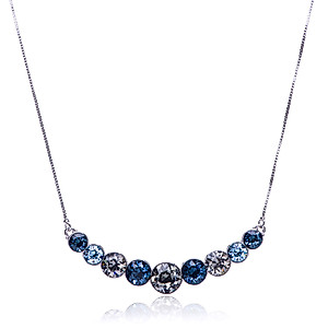 UPSERA Crystal Necklace – 9-Stone Crystal Necklace for Women with Blue Austrian Crystals – 18.7-inch with 2-inch Extender Blue Necklace – Statement Necklace for Prom, Wedding, Engagement