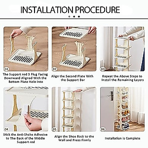 Shoe Rack - Shoe Organizer 8 Tiers for Closet Narrow, Plastic Shoe Rack Storage Organizer for Entryway, Space Saving Shoe Stand Cabinet for Bedroom Cloakroom Hallway Garage