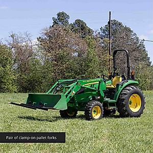 Titan Attachments Light-Duty 43" Clamp-On Pallet Forks, 30" x 3" Fork Length, Rated 1,500 LB, Easy to Install on Loader or Skid Steer Bucket