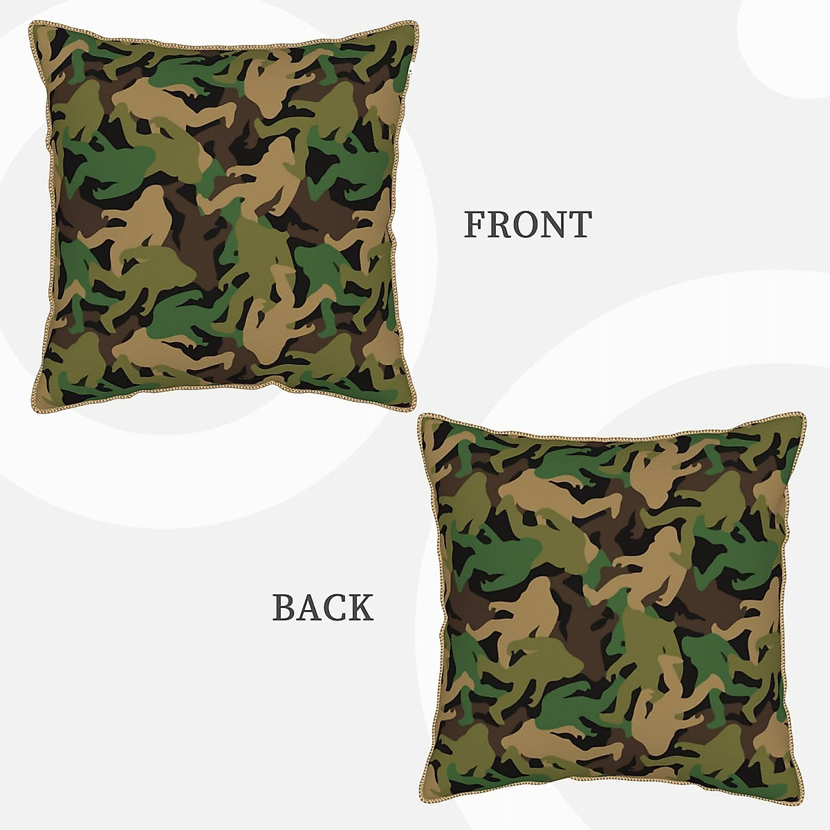 Augenstern Zippered Pillow Protectors Cover Case Bigf-Oot-Camouflage-Camo Decorative Throw Pillow Cover Square Cushion Case 18"X18"