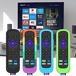 Case for Roku Voice Remote Pro, Cover Roku Ultra 2020/2019/2018 Remote Control Silicone Protective Controller Back Sleeve Holder Universal Replacement Skin New Battery Protector(Black)