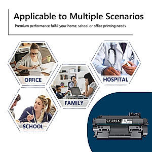 80X Black Toner Cartridge Compatible Toner Cartridge Replacement for HP 80X Toner Cartridge CF280X Used for Laser Pro 400 M401n, M401dn, M401dw, M401dne, M425dw, MFP M425dn Printer (New Chip, 1 Pack)