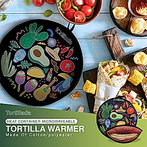 Tortillada - 12 Inch Tortilla Warmer/Heat Container microwaveable made of cotton/polyester (Black)
