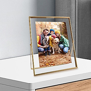 AhaGo Gold Floating Frame (8"×10", 2 Set), For Picture 7x9, 6x8, 5x7, Tabletop Shelf Photo Frames, Classy for Mother's Day, Wedding or Birthday