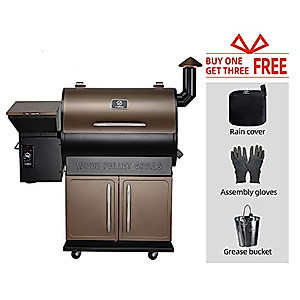 Z GRILLS Wood Pellet Grill Smoker with Digital Controls, Cover, 700 sq. in. Cooking Area for Outdoor BBQ, Smoke, Bake and Roast, 700D,Brown