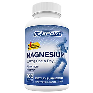 Magnesium Supplement Complex MGSPORT - High Absorption Supplement with Vitamins B6, D, E - Relieves Leg Cramps & Muscle Support - 100 Servings
