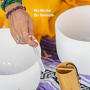 Singing Bowl Mallet Clear Acrylic Base Rubber Striker Mallet for Playing Quartz Crystal Singing Bowl with Bundle Pocket (Clear)