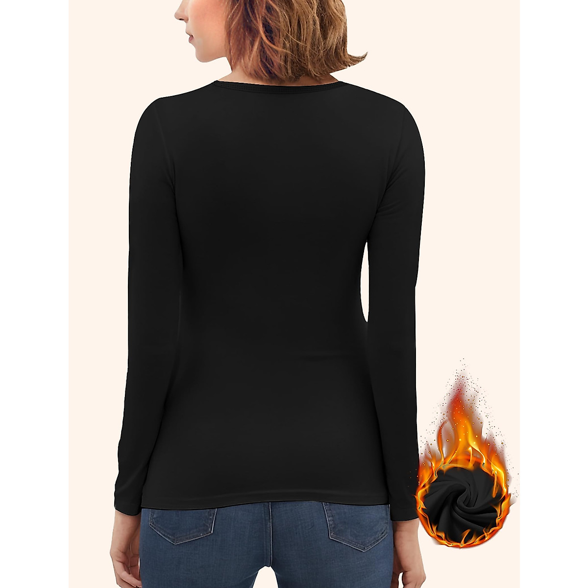 Women's Long Sleeve Thermal Underwear Lightweight Compression Baselayer Shirt Women Clothing Premium Comfort Winter Tops Black