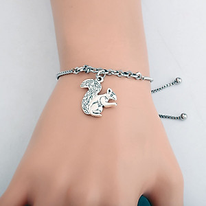 UJIMS Squirrel Gift Squirrel Lover Bracelet with Inspirational Message Card Animal Lover Gift for Women Best Friend (Squirrel Bracelet Card)
