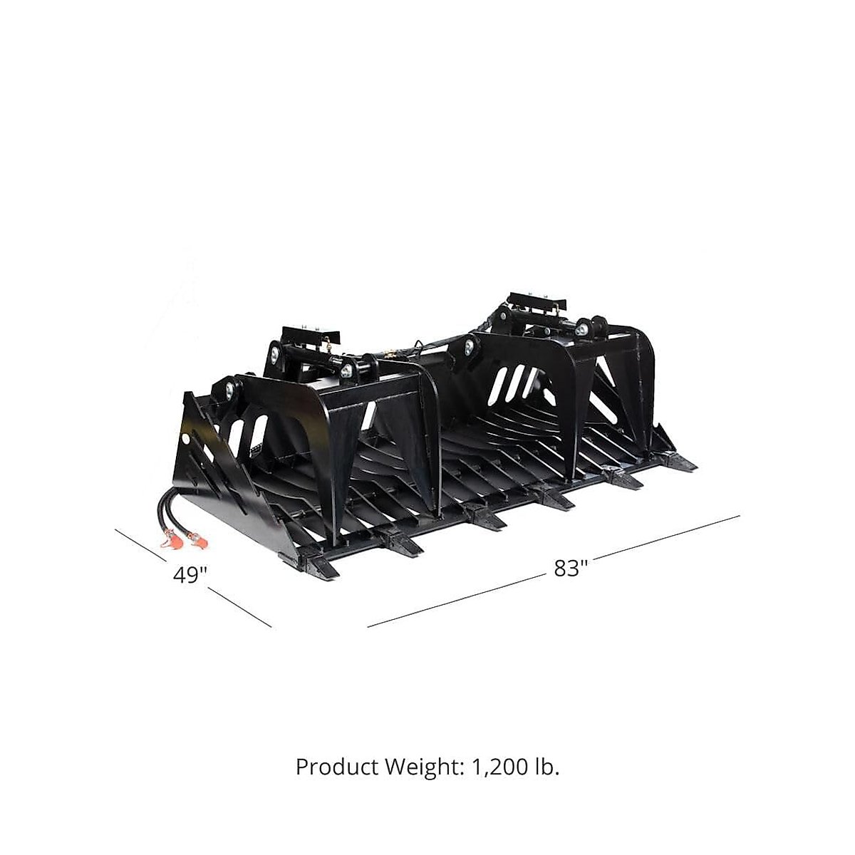 Titan Attachments 82" Skeleton Rock Grapple Rake, Universal Skid Steer Quick Tach, Fine-Grade Open Tine Bottom, Replaceable Cast Bucket Teeth, Reinforced Side Cutters, Universal Landscape Attachment