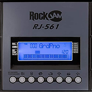 RockJam 61 Key Keyboard Piano With LCD Display Kit, Stand, Bench, Headphones, Simply App & Keynote Stickers