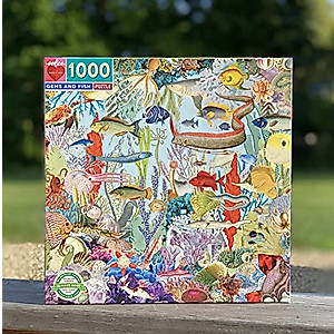 eeBoo: Piece and Love Gems and Fish 1000 Piece Square Jigsaw Puzzle, Sturdy Puzzle Pieces, A Cooperative Activity with Friends and Family