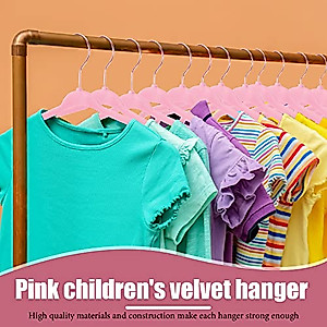 100 Pcs Baby Kids Velvet Hangers Bulk Non Slip Clothes Hangers Durable Newborn Velvet Hangers Space Saving Infant Hangers Nursery Newborn Toddler Velvet Hangers for Boys Girls (Pink, Classic Style)