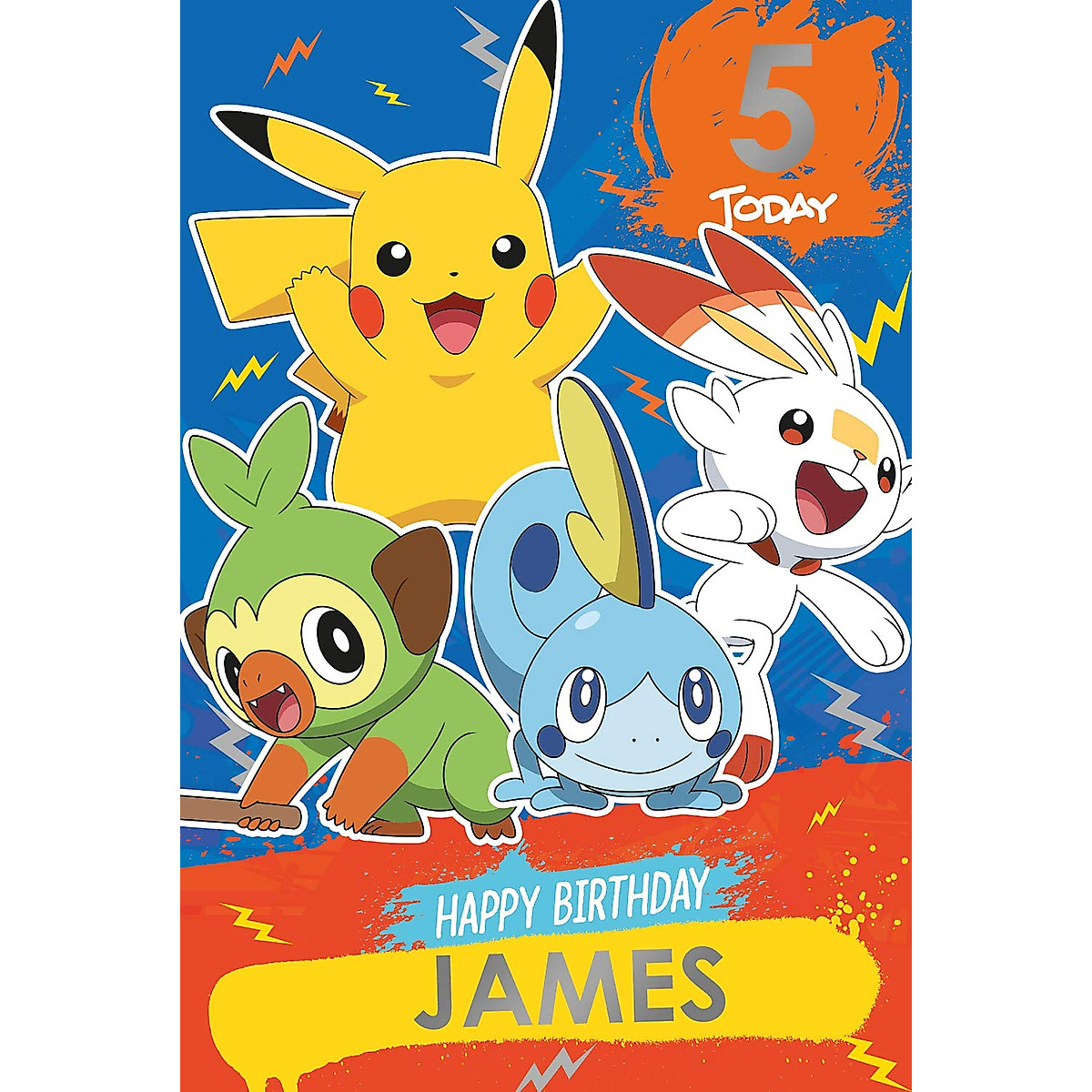 Danilo Promotions Official Pokemon Birthday Card, Sticker Sheet Included to Personalise Name and Age,Multi,210 x 290 mm