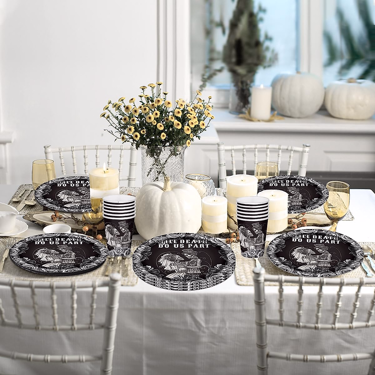 Till Death Do Us Part Wedding Decorations Set Serves 16, Till Death Do Us Party Wedding Bachelorette Decorations, Halloween Bachelorette Wedding Bridal Shower Engagement Party Decorations