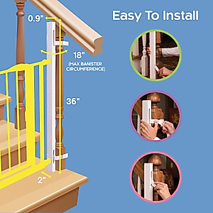 EZ-Fit: Baby Gate Walk Thru Adapter Kit for Stairs + Child and Pet Safety - Protect Banisters + Walls (Single Pack, 36 Inch)