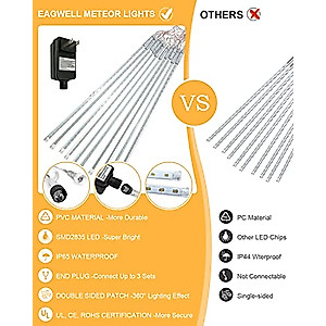 EAGWELL Outdoor Shower Lights, Warm White Meteor Shower Lights 50cm 10 Tube 540 LEDs Falling Rain Lights, Waterproof Meteor String Lights for Garden Yard Porch Wedding Party Christmas Tree Decor