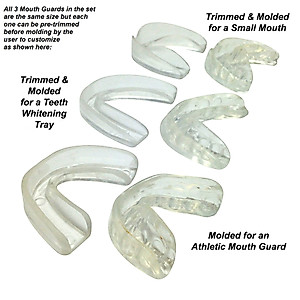 Professional Mouth Guard for Grinding Teeth - 6 Customizable Dental Guards - 2 Sizes, USA Made, BPA Free, Eliminate Bruxism, Teeth Clenching, Also for Sports & Teeth Whitening