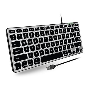 Macally Backlit Wired Keyboard for Mac | Compatible Apple Keyboard (Small and Compact) Comfortable All Day Typing USB Keyboard for MacBook Pro/Air, iMac, Mac Mini/Pro (Space Grey)