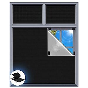 Blackout Curtains for Bedroom, 39" x 58" Portable Blackout Blinds with 20 Sets Hooks & Loops Strips for 100% Blackout Window Film, Temporary Blackout Shades for Windows Cover Nursery Travel RV- Black