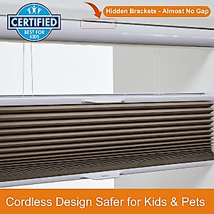 Persilux Custom Size Cellular Shades Top Down Bottom Up Cordless Blackout Blinds Pleated Shades for Window Cordless Insulated Honeycomb Shades Privacy Protection Window Shades for Home Brown