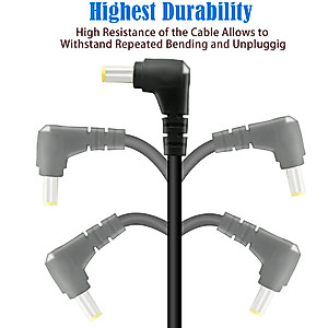 GINTOOYUN 2 PCS DC 5.5MM x 2.5MM 90 Degree Male to Male Plug Cable, 18AWG Right Angle DC5525 Power Cable Extension Cord for Strip Lihgt,CCTV,Monitors,etc(1m)