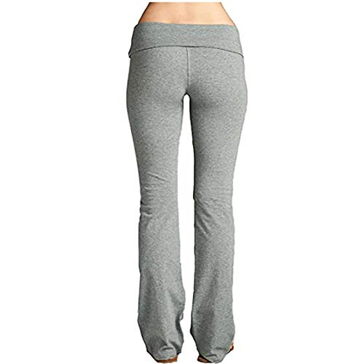 GRBOZC Bootcut Pants for Women Tummy Control Lightweight Soft Stretch Pants Fold Over Waist Flex Motion Yoga Bootleg Pant Gray