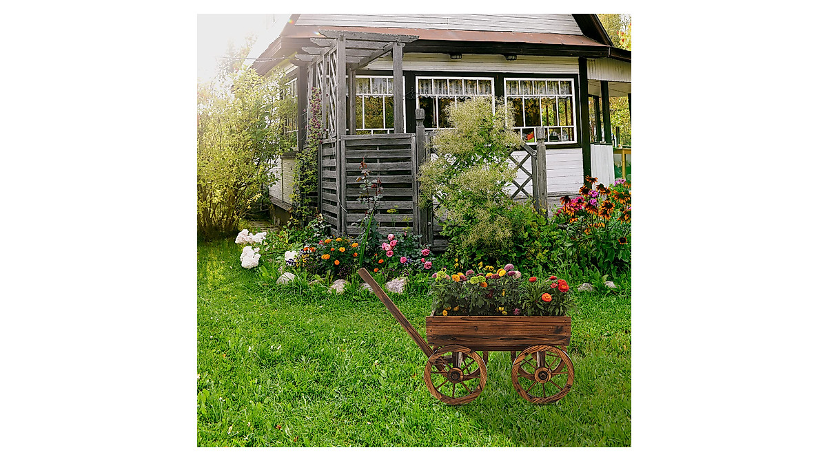 Notume Rustic Garden Wagon Planter | Stylish Outdoor Decor