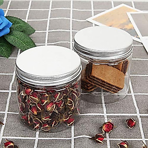 24Pack 6 oz Empty Plastic Jars with Lids Clear Plastic Mason Jars Storage Containers Wide Mouth Slime Containers Jars Airtight Gift Food Jars for Travel Storage Home Kitchen Food Slime Making