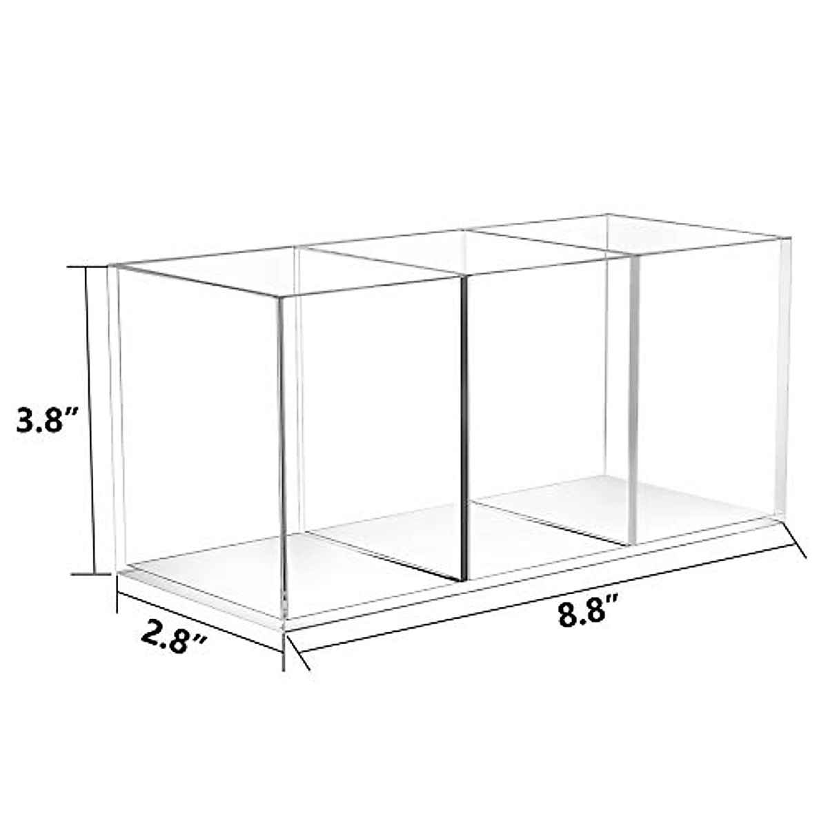 Dingelex Acrylic Pen Holder 3 Compartments,Clear Pencil Cup Organizer for Countertop Desk Accesorry Storage,Large Acrylic Marker Pencil Holder