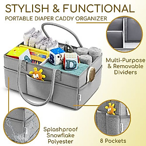 Baby Diaper Caddy Nursery Storage Bin and Car Organizer for Diapers and Baby Wipes Gray