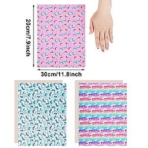 12 Pieces 7.87 x 11.81 Inches Unicorn Printed Faux Leather Sheet Mixed Rainbow Glitter Leather Fabric Sheets Assorted for Girl Kids Earrings Making Hair Bows Decoration DIY Craft Making