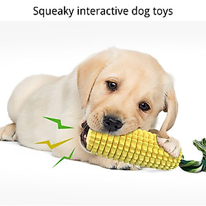 Dog Chew Toys for Aggressive Chewers,Corn Interactive Squeaky Dog Toys for Puppy Medium Breed,Tough Rubber Dental Chew Dog Toys