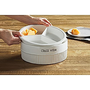 Mud Pie Triple Dip Divided Chiller, White, 4" x 10" dia