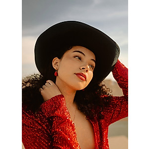 Classic Western-Cowboy-Hat Men Womens Wide Brim Cowgirl Hats Felt Fedora hat (S-M)