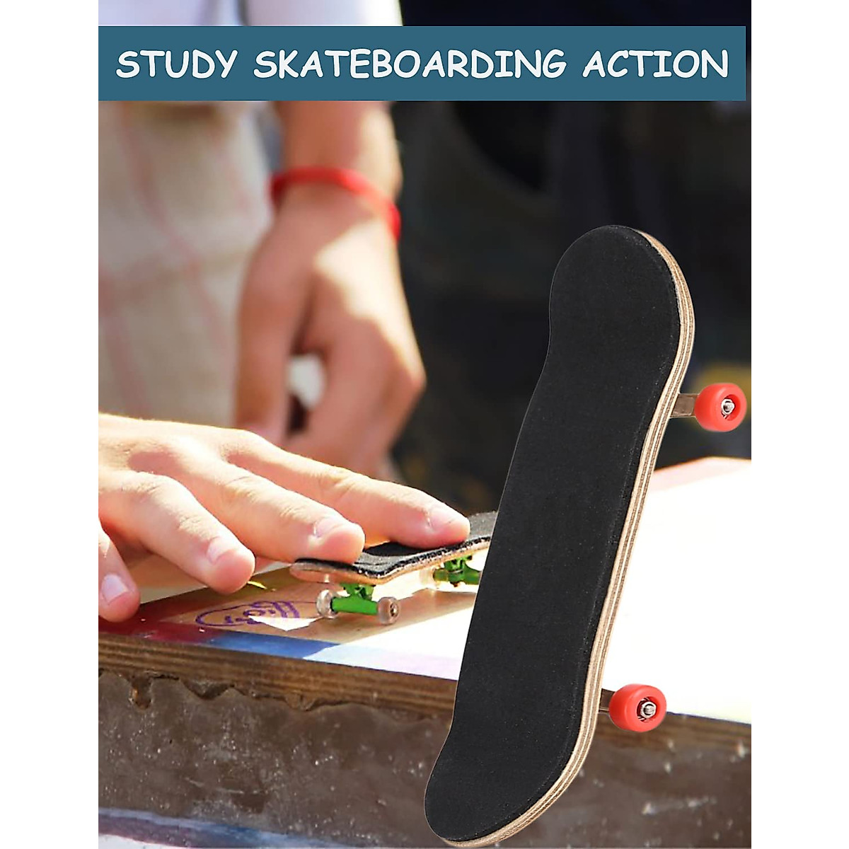 Weohoviy Finger Skateboard, Maple Wooden Fingerboard with Box Reduce Pressure and Ideal for Finger Skater, Kids (Red)
