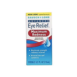 Bausch & Lomb Advanced Eye Relief Maximum Redness Reliver, 0.5 Fl Oz (Pack of 6)