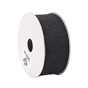 MEEDEE Black Burlap Wired Ribbon - 1.5 Inch, 10 Yards for Crafts, Weddings, Gift Wrapping, Home Decorating