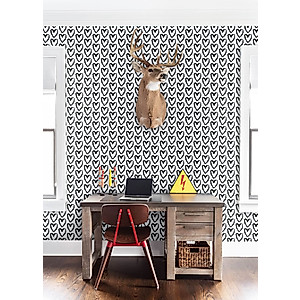 Timeet Modern Heart Wallpaper Peel and Stick Wallpaper Self Adhesive Wallpaper 17.7"x78.7" Black White Contact Paper Vinyl Removable Wallpaper Decorative for Bedroom Living Room Bathroom