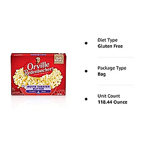 Orville Redenbacher’s Movie Theater Butter Flavored Microwave Popcorn, Gluten Free, 6 Count Popcorn Bags (6 Boxes)