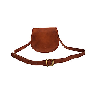 Handmade Full Grain Vintage Leather Crossbody Sling Bag Women/Teen Girls Purse Wallet Satchel Handbag Messenger Bags (Extra Small), Brown