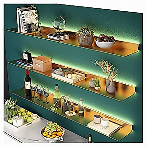 Floating Display Shelf with Built-in Illuminated LED Light and Transformer, Metal Wall Mounted Light-Emitting Shelves, Lighted Display Stand for Entrance Bar Countertop Living Room Bathroom ( Color :