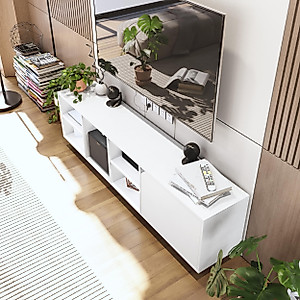 TV Stands for Living Room - 70” Black TV & Media Furniture - Media Entertainment Center - Media Cabinet Entertainment Center with Storage - TV Stand for 80 Inch TV with Doors & Shelves