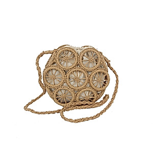 Handbag Republic Ladies woven messenger bag; Ladies woven shoulder bag; mesh woven shopping bag with detachable lining-Tan